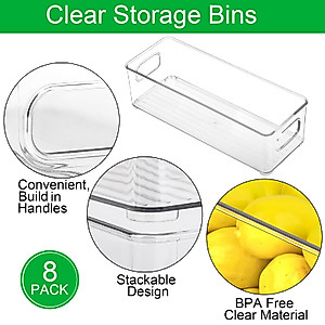 Tiawudi Plastic Storage Bins, Stackable Organizer Bins, Ideal Closet Organizer, Pantry Organization, Home Organization, Fridge Organizer, Cabinet Organizer, 8 Pack, Small