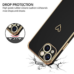 BENTOBEN iPhone 13 Mini Phone Case, Cute Heart Pattern Slim Fit Soft Flexible Shockproof TPU Bumper Protective Women Girls Boys Men Non-Slip Lightweight Cover for iPhone 13 Mini 5.4 Inch, Black