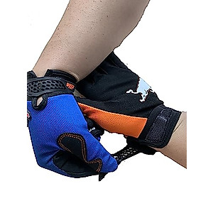 EXCEREY Bull Non-Slip MTB Motorcycle Biking Cycling Gloves Full Finger Off-Road Racing Gloves for Men Women & Mountaineering (Blue, L)