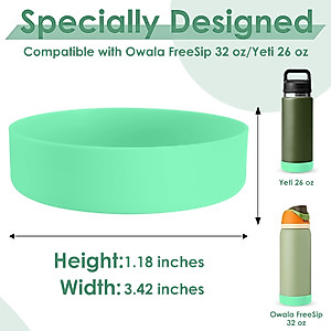UBEEKOO Water Bottle Boot, Compatible with Owala, Yeti, for Stanley Water Bottle Accessories, Sleeve Cover for Owala FreeSip 32oz, Yeti 26oz,Anti-Slip Silicone for Stanley 36oz Accessory,LightGreen