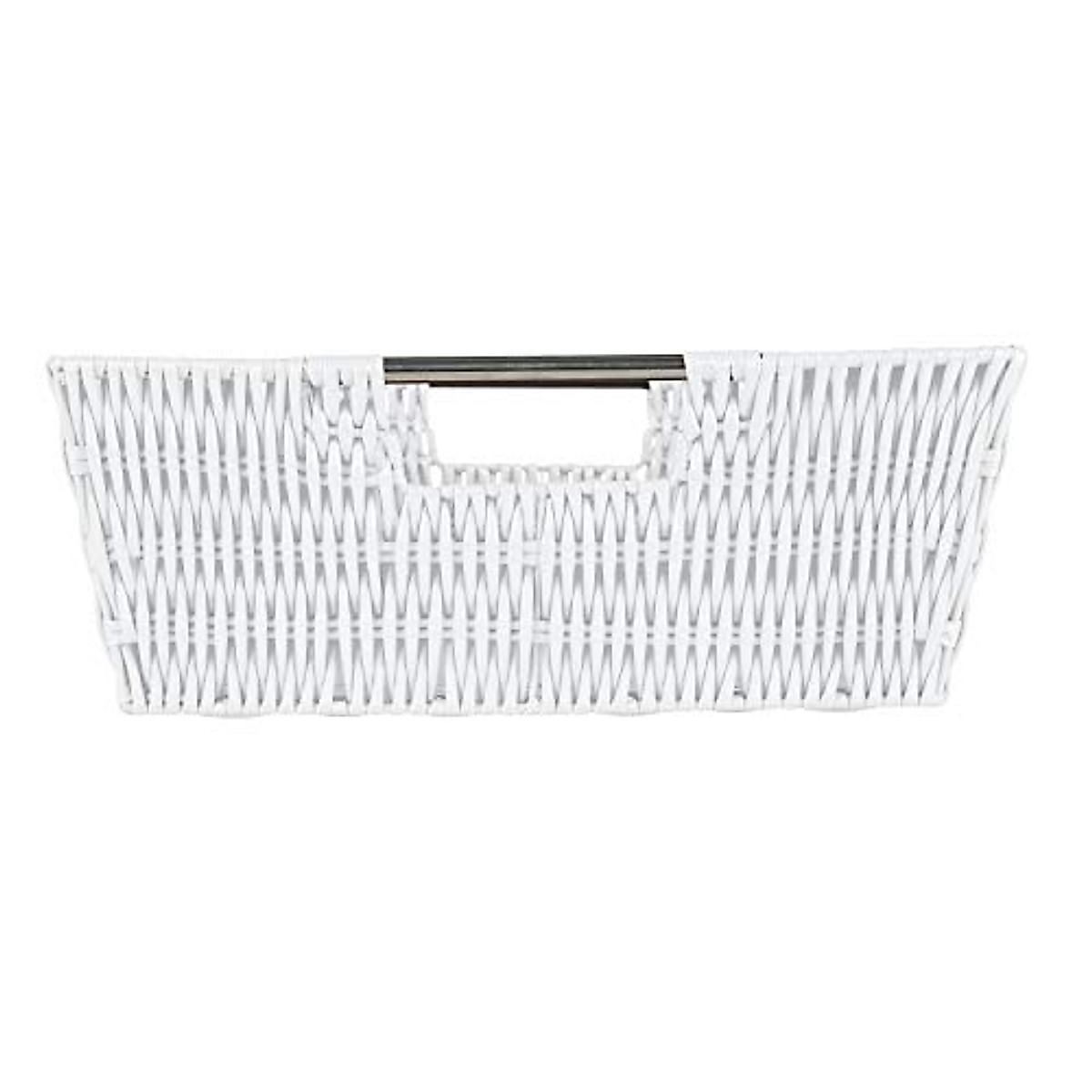"Simplify 15"x13"x5" Shelf Storage Woven Handles, Nursery, Playroom, Toys, Bedroom, Closet, Clothes, Office, Decorative Organizer Basket Rattan Totes, Large, White" (25453-WHITE)