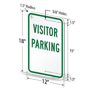 SmartSign Visitor Parking Sign - 2 Pack, 18 x 12 inch, 2mm Aluminum Composite, Pre-Drilled Holes, Made in USA, Green and White