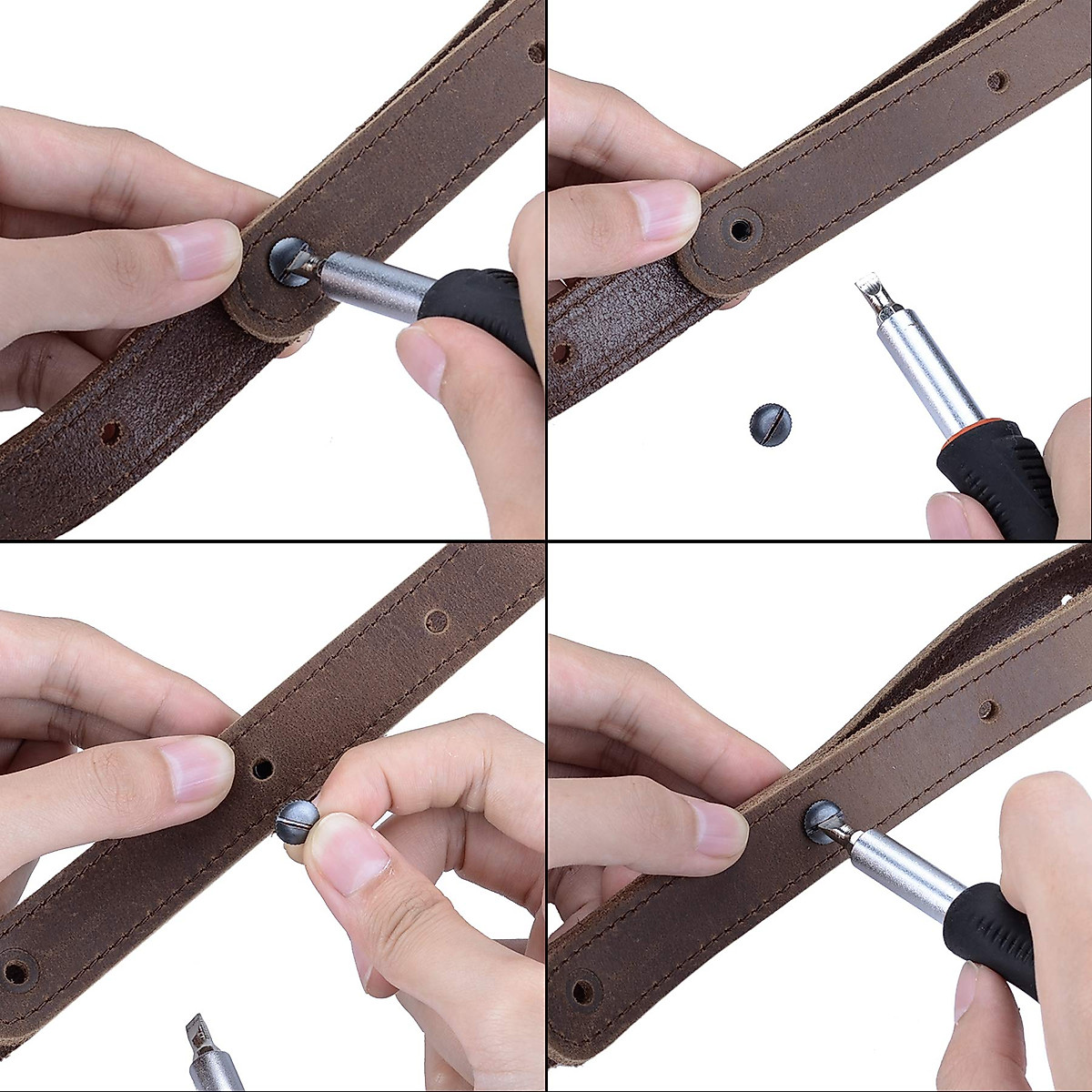 Raiseek Buffalo Hide Leather Rifle Gun Sling with Mil-Spec Swivels,Crazy Horse Brown Stitch,Vintage Rugged Gun Strap,1" Wide Black Screws