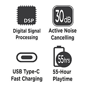 Morpheus 360 Krave ANC Wireless Noise Cancelling Headphones - Bluetooth 5.0 Headset w/Microphone - HP9350B.