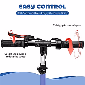 MAXTRA E120 Electric Scooter with Seat for Kids Ages 6-12, 60 Mins Long Battery Life, Removable Seat 2 Riding Styles, 155lbs Max Load, Navy Blue (ML-44GDRS-ES-E120)