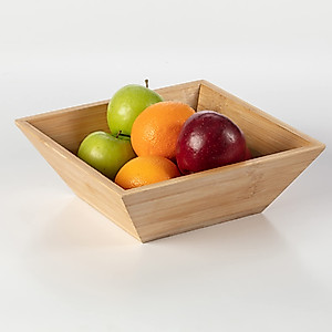 KITCHEN Affections | Bamboo Bowl Set | 5pc Square Bowl Set with Serving Utensils | Wood Dinnerware | Eco Friendly Bowls