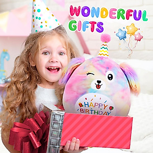 FCSONU 12 inch Dog Stuffed Animals Plush Toys Cute Plushies, Rainbow Birthday Dog Plush Pillows, Soft Puppy Doll Toys, Birthday Gifts for Girls Boys Kids Toddlers