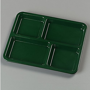 Carlisle FoodService Products Right Hand 4-Compartment Cafeteria / Fast Food Tray, 8.5" x 11", Forest Green (Pack of 12)