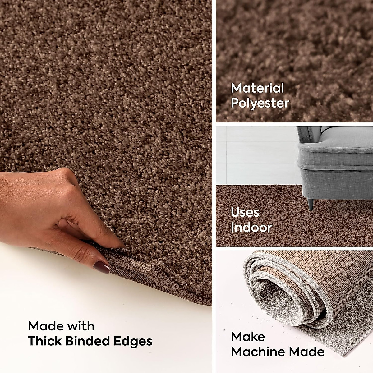 Ambiant Broadway Collection Solid Color Area Rugs Black - 9' x 12' Rectangle, Indoor, Stain Resistant, Perfect for Living Room, Bedroom, Dining Room, Entryway, Pet & Kids Friendly Rug, Wedding