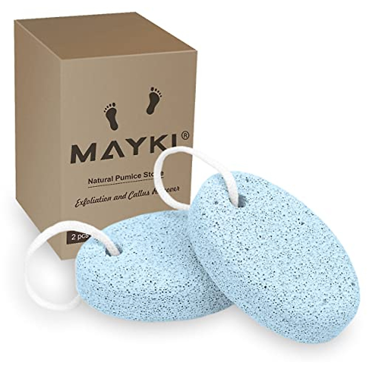 Pumice Stone 2 Pcs, Natural Lave Pumice Stone for Feet/Hand, Small Callus Remover/Foot Scrubber Stone for Men/Women by MAYKI