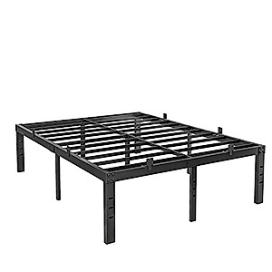 COMASACH 16 Inch California King Bed Frames and 6 Pcs Mattress Gaskets, Heavy Duty Metal Platform Bed Frames with 4500Lbs Steel Slat Support, No Box Spring Needed, Easy Assembly, Noise Free Non Slip M
