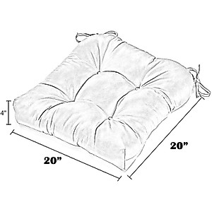 Leeymoo Square Outdoor/Indoor Seat Cushion 20x20, 2 Pack Tufted Patio Furniture Chair Pads with Thick Form Filled