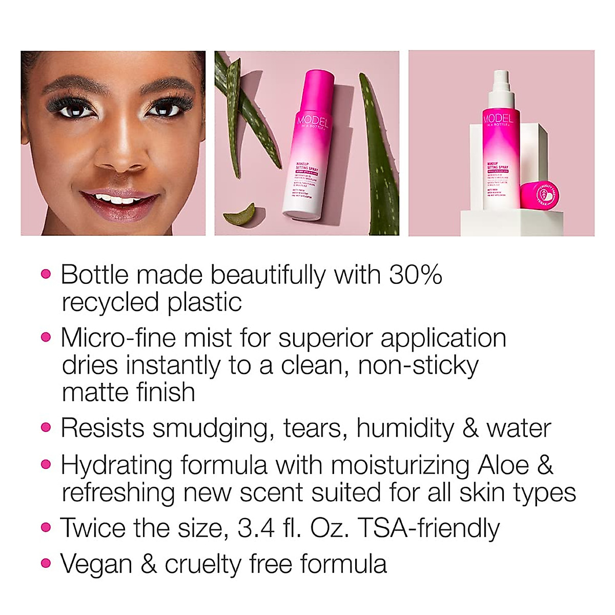 Model in a Bottle, Makeup Primer Original Setting Spray, Smooth, Matte Finish Finishing Spray, All Skin Types, 3.4 oz - 1 Pack