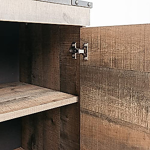 Signature Design by Ashley Trinell Rustic TV Stand with Fireplace Option Fits TVs up to 58", Natural Brown