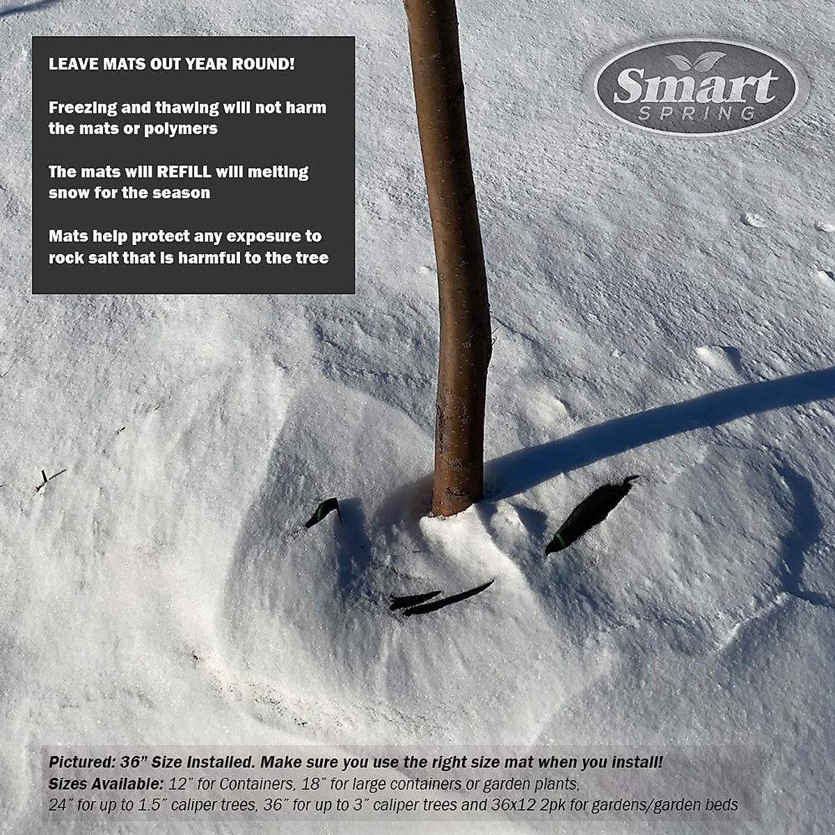 SteadySpring 24" Smart 30-Day Tree Watering Mat - AUTO Refills with RAIN and Slow Releases As Plant Needs - for Root Balls 11" - 15" Dia Slow Release Technology Prevents Over and Under Watering (1)