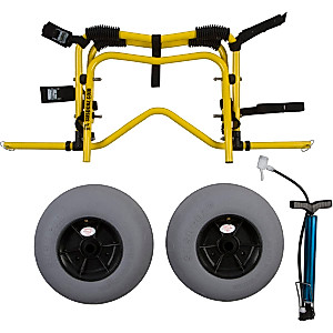 Suspenz Kayak Beach Cart Trailer, DLX Canoe Trolley with Balloon Wheels Sand Tires and Straps, Yellow, Flat Platform, 22-7044