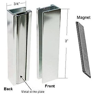 SDB Bright Chrome Shower Door U-Channel with Metal Strike and Magnet
