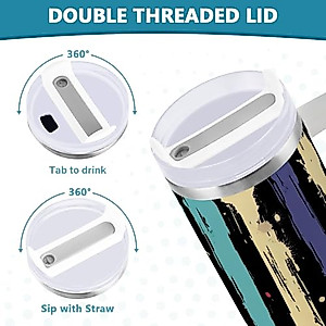 Double Insulated Tumblers 30 Oz with Straw and Handle, Colorful Flag Travel Coffee Tumbler