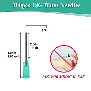 Shintop Dispensing Needle, 1 Inch 18G Blunt Tip Syringe Needles with Luer Lock for Refilling Glue, Inks and Syringes (Pack of 100)