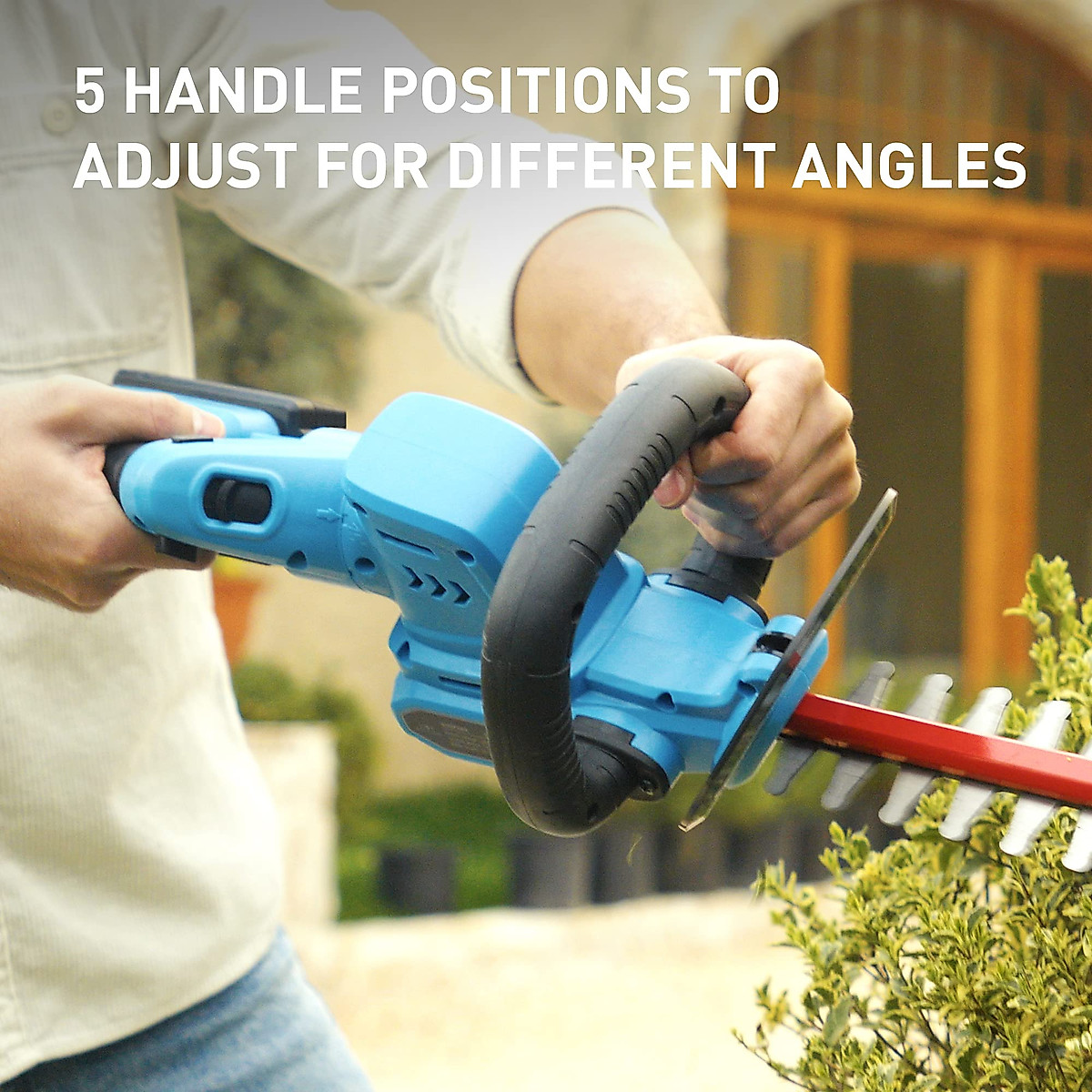 WISETOOL Cordless Hedge Trimmer, 20V / 4.0Ah Electric Bush Trimmer with 22" Dual-Action Blades, 3/4" Cutting Capacity, Shrub Trimmer Include Battery, Fast Charger and Safety Goggles