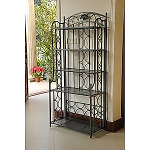 Pemberly Row Iron Bakers Rack in Pewter