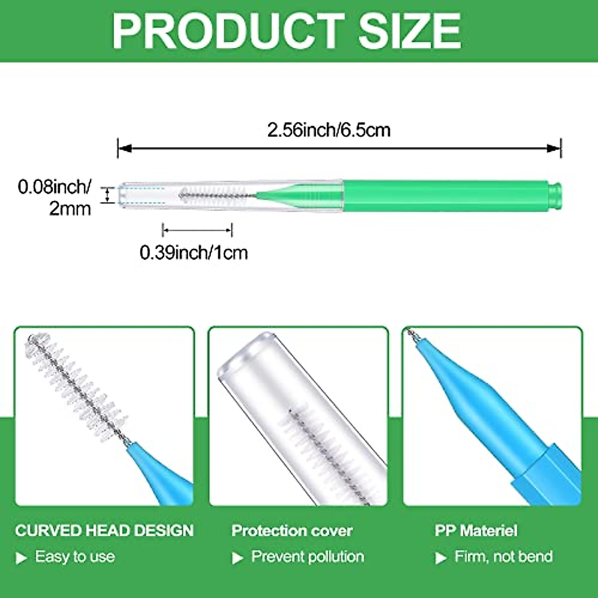 80 Pieces Multicolored Braces Brush for Cleaner Interdental Brush Toothpick Dental Tooth Flossing Head Oral Dental Hygiene Flosser Tooth Cleaning Tool Kit, 8 Colors