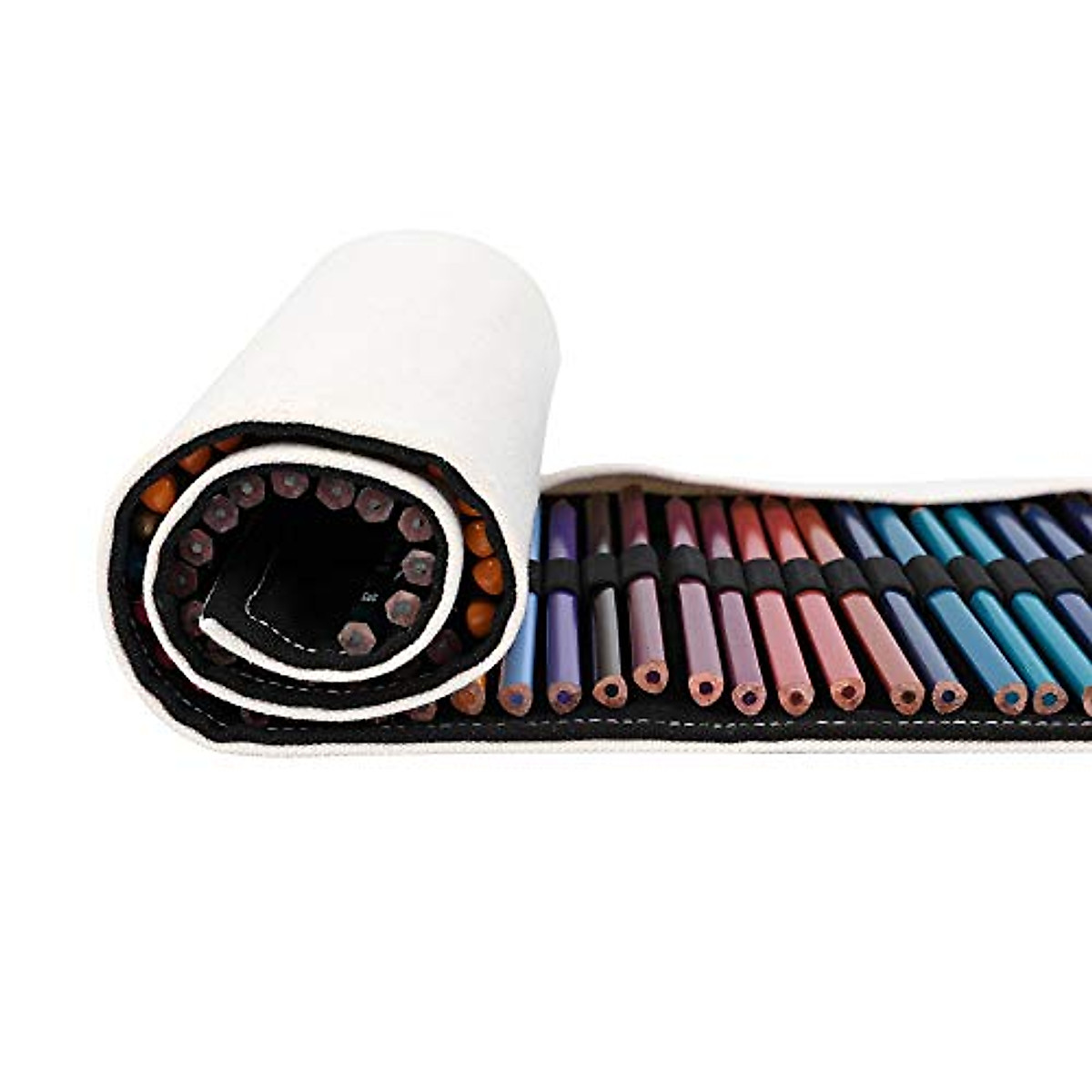 Canvas Roll up Pencil Pen Holder Case, 48 Slots Large Capacity Artist Paint Brushes Organize Pouch (Beige)