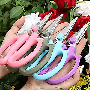 Leize Garden Flower Scissors, Premium Thickened Stainless Steel Floral Shears, Strong Pruner for Flowers, Branches and Leaves