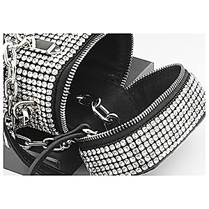 HappyERA Bling Rhinestone Cell Phone Purse Evening Handbag Wallet Crossbody Clutch Bag - Silver