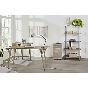 Realspace® Trezza 62"W L-Shaped Desk, Light Oak