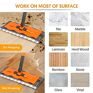 Microfiber Floor Mop for Hardwood Floor Cleaning, SEVENMAX Wet Dry Flat Mop with 3 Reusable Mop Pads and 360 Degree Rotating Floor Dust Mop Suitable for Hardwood Laminate Tile Kitchen Floor Cleaning