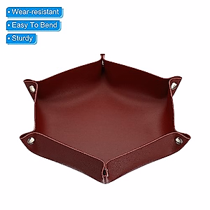 PATIKIL Leather Dice Tray, 2 Pcs Valet Tray Foldable Catchall Holder Leather Travel Tray for Men Women for Dice Card Jewelry Key Coin Glasses, Red 2 Size