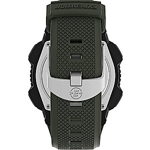 Timex Men's Expedition Base Shock 45mm Watch – Black Resin Case Green Resin Strap