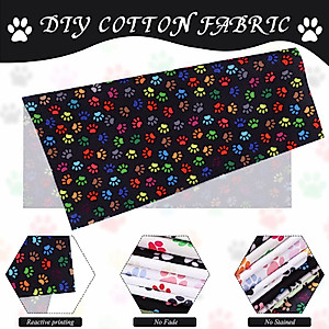 10 Pieces Paws Fabric Cute Paw Prints Squares Paw Print Fabric Fat Quarters Sewing Fabric Animal Footprint Puppy Cat Bone Printed Fabric for DIY Crafts Supplies (20 x 20 Inch)
