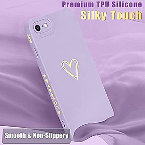 Teageo for iPhone SE 2022/ 2020, iPhone 7/ 8 Case for Women Girls, Cute Luxury Heart [Soft Anti-Scratch Full Camera Lens Protective Cover] Silicone Girly Shockproof Phone Case-Purple