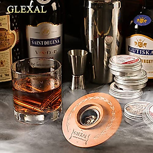 Bourbon Whiskey Cocktail Smoker Kit with Torch, Glexal Drink Smoker Infuser Kit with Four Flavors Wood Chips for Smoked Old Fashioned Cocktails, Whiskey Bourbon Gifts for Men Father's Day (No Butane)