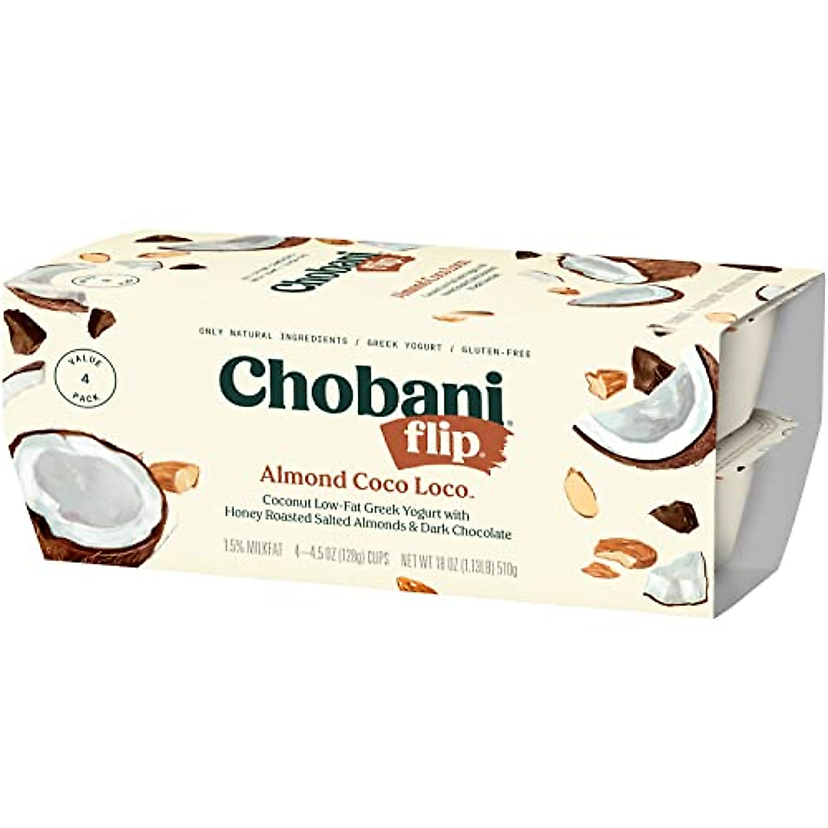Chobani® Flip Low-fat Greek Yogurt, Chocolate Almond Coco Loco 4.5oz, 4-pack