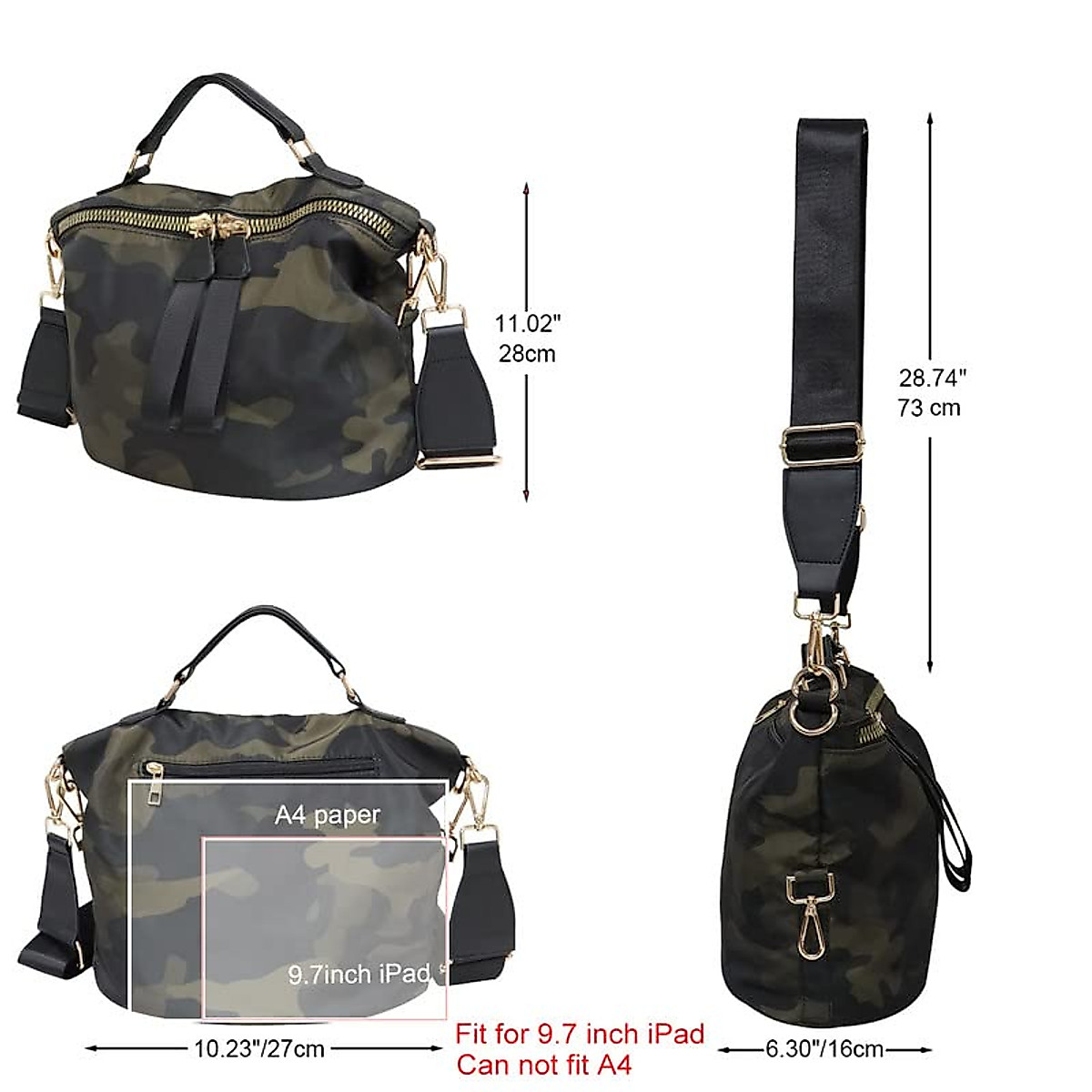 PAKFIEKS Women Nylon Handbag Anti-theft Casual Lightweight Travel Shopping Shoulder Bag Waterproof Crossbody bag