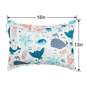 Babygoal 13x18 Toddler Pillowcases Set of 2, Fits Toddler Size Pillow, 100% Woven Cotton, Envelope Closure, Machine Washable Kids Pillow Case 2CFPW13-B