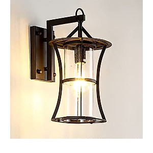 Vintage Glass Wall Sconce Fixtures, Black Glass Light,Porch Indoor Outdoor Garden Decorative Restaurant Home Bar Bedroom Bedside Corridor Decoration (No Bulb)