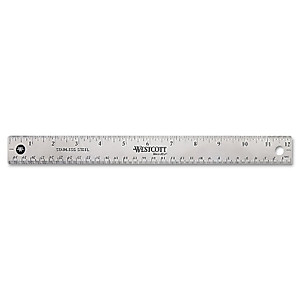 Westcott 10415 Stainless Metal Ruler with Non-Slip Cork Base, 12-Inch