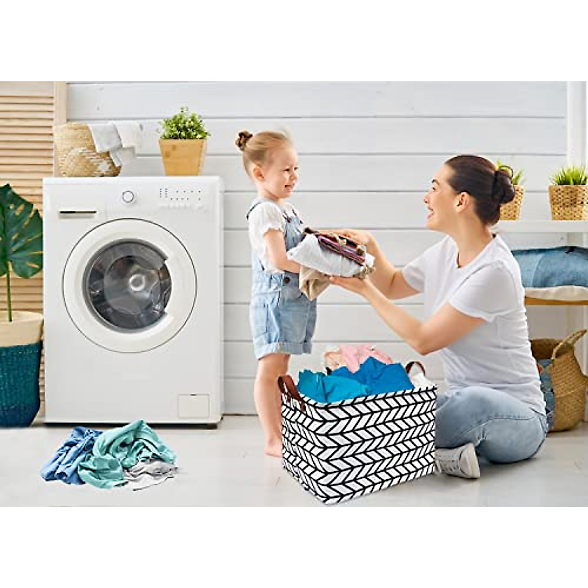 HIYAGON Kids Storage Basket Gift Basket Empty Baby Basket for Boys and Girls Toy Storage Bin Organizer Box Rectangular Room Decor for Home,Books(Black arrow)