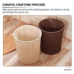 Zerodeko Woven Baskets Rattan Trash Can Wicker Waste Basket Woven Wastebasket Rustic Farmhouse Laundry Storage Basket Bin for Living Room Bedroom Bohemian Decor Beige Wicker Hamper