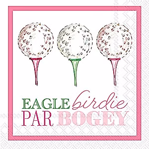 IHR Ideal Home Range Cocktail Napkins Rosanne Beck Disposable 3-Ply Paper Party Napkin Pack, 5" x 5", Eagle Birdie Par, 20-Count