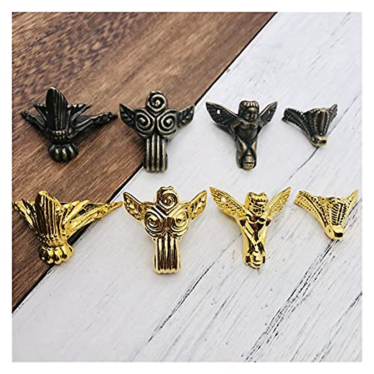 Household Furniture Hardware Hinges 1 Piece Of Vintage 3-color Jewelry Box Gift Box Wooden Box Corner Protector Foot Leg Spiritual Support Bracket DIY Craft Wooden Box (Color : 22)