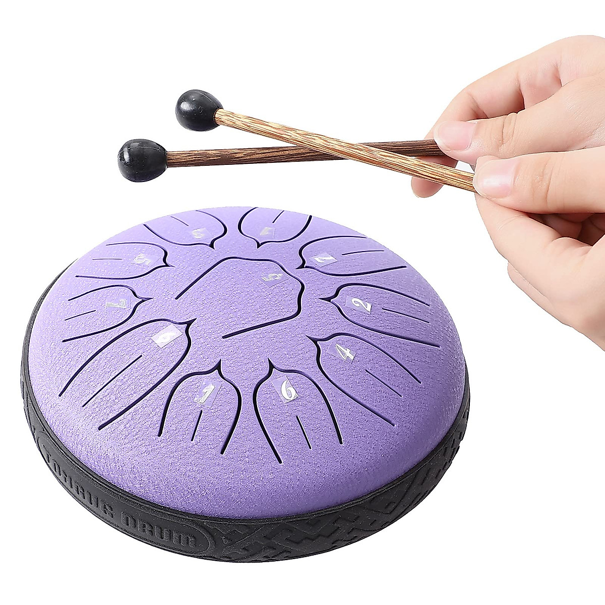 Steel Tongue Drum, Ubblove Handpan Drum 11 Notes 6 inch Percussion Instruments with Mallets Bag for Meditation Musical Education Concert Party Gifts - Purple