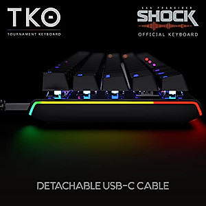 KINESIS Gaming TKO Mechanical Keyboard | Linear Red Switches | 60% Layout | Split Spacebar | Hotswap | PBT Keycaps | Aluminum Body | SF Shock Limited Edition Travel Case