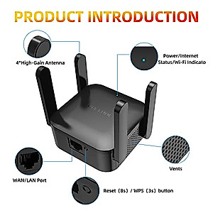 WiFi Extender, 1200Mps 5.8GHz / 2.4GHz WiFi Range Extender, WiFi Booster Cover Up to 7000 Sq.ft and 32 Devices WiFi Extender Signal Booster for Home WiFi Repeater to Extend Range of Wireless Internet