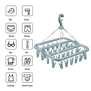 1/2PCS Foldable Clip Hangers with 32 Clips-Clothes Drying Hanger | Plast-ic Laundry Clip | Drip Drying Hanger | Laundry Hanger Drying Rack | Duracle Clothes Drying Rack | Underwear Suspender for Socks