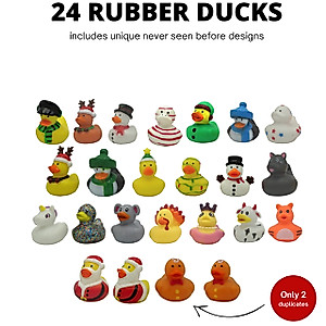 Christmas Advent Calendar 2023 with Christmas Rubber Ducks for Kids & Toddlers, 24 Days Christmas Countdown Calendar Toy & Gifts for Kids Boys & Girls by 4E's Novelty